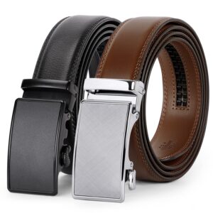 xzqtive fashion ratchet leather dress belt for men with automatic sliding buckle 2pack