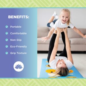 Bean Products Kids Size Sticky Yoga Mat | 3mm Thick (⅛”) x 60” L x 24” W | Non-Toxic, SGS Certified | Non-Skid & Non-Slip Eco-Friendly Exercise or Playtime Mat | Fun Colors & Designs | Emoji