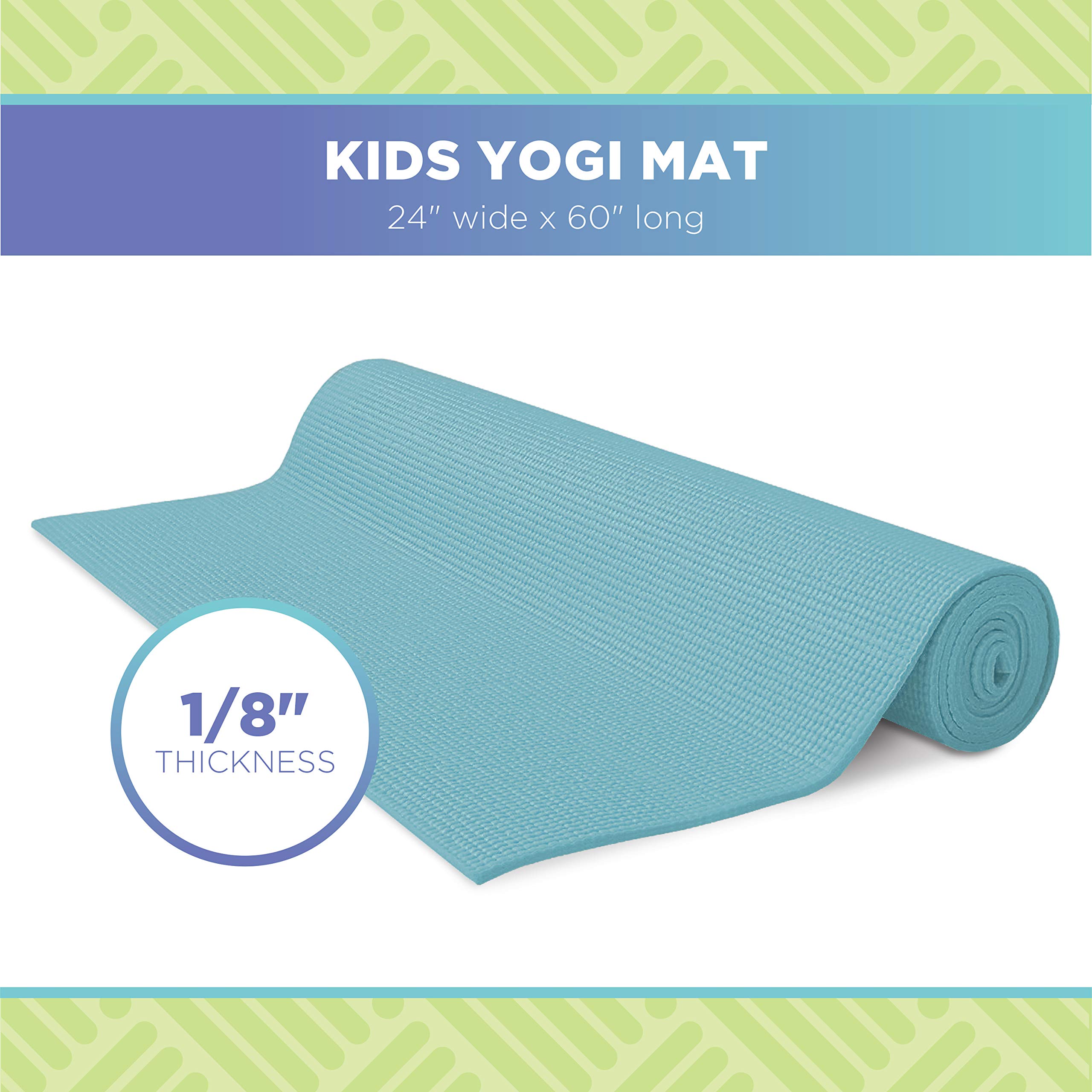 Bean Products Kids Size Sticky Yoga Mat | 3mm Thick (⅛”) x 60” L x 24” W | Non-Toxic, SGS Certified | Non-Skid & Non-Slip Eco-Friendly Exercise or Playtime Mat | Fun Colors & Designs | Emoji