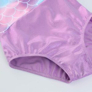 DAXIANG Leotard for Girls Gymnastics Toddler Dance Leotard Long Sleeves Kids Ballet Leotard Purple Mermaid 7-8Y