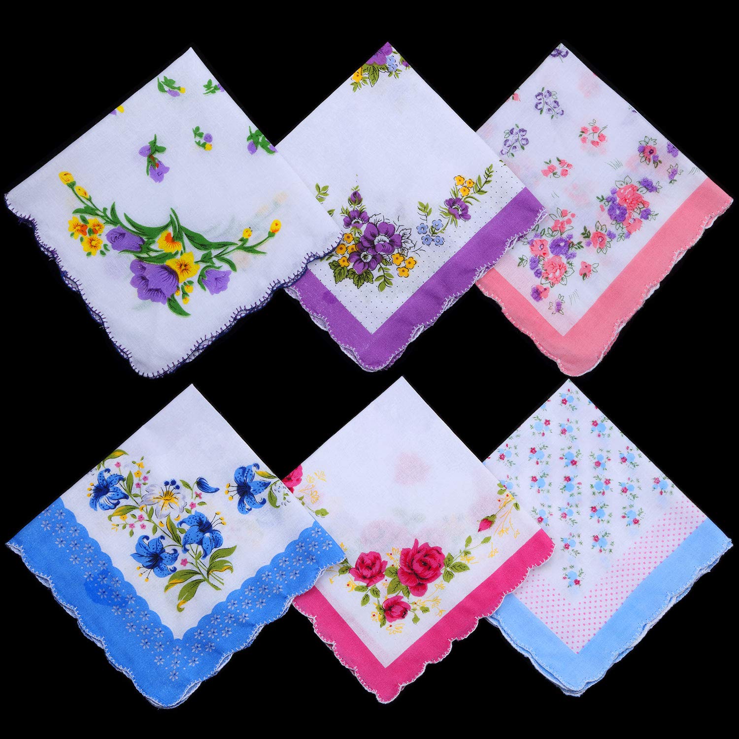 45 Pieces Ladies Hankies Women Floral Handkerchiefs Vintage Handkerchiefs