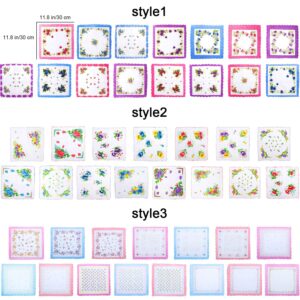 45 Pieces Ladies Hankies Women Floral Handkerchiefs Vintage Handkerchiefs