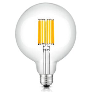 crlight 12w dimmable led large globe bulb 100w equivalent 1000lm, 3000k soft white, e26 antique edison g125 large clear led filament light bulbs, smooth dimming version