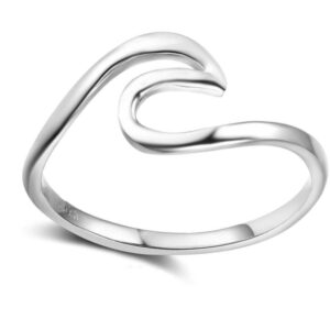 byondever 925 sterling silver sea wave design rings ocean for women men(size:10)