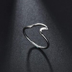 BYONDEVER 925 Sterling Silver Sea Wave Design Rings Ocean for Women Men(Size:10)