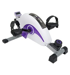 insgym sitting mini exercise bike - recumbent exercise bikes for home steppers exercise for seniors while sitting under desk bike exercise equipment hands bike pedal exerciser ipe210 (purple/white)