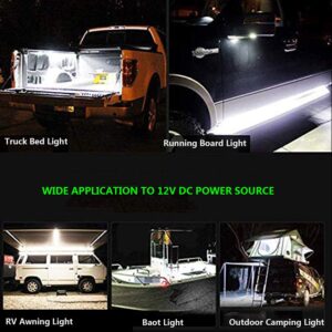 NBWDY 2Pcs 60in White 180 LED Truck Bed Light Strip Kit Waterproof Lighting Lamp with On-Off Switch Fuse 2-Way Splitter Extension Cable for Cargo Truck,Pickup,SUV,RV,Boat