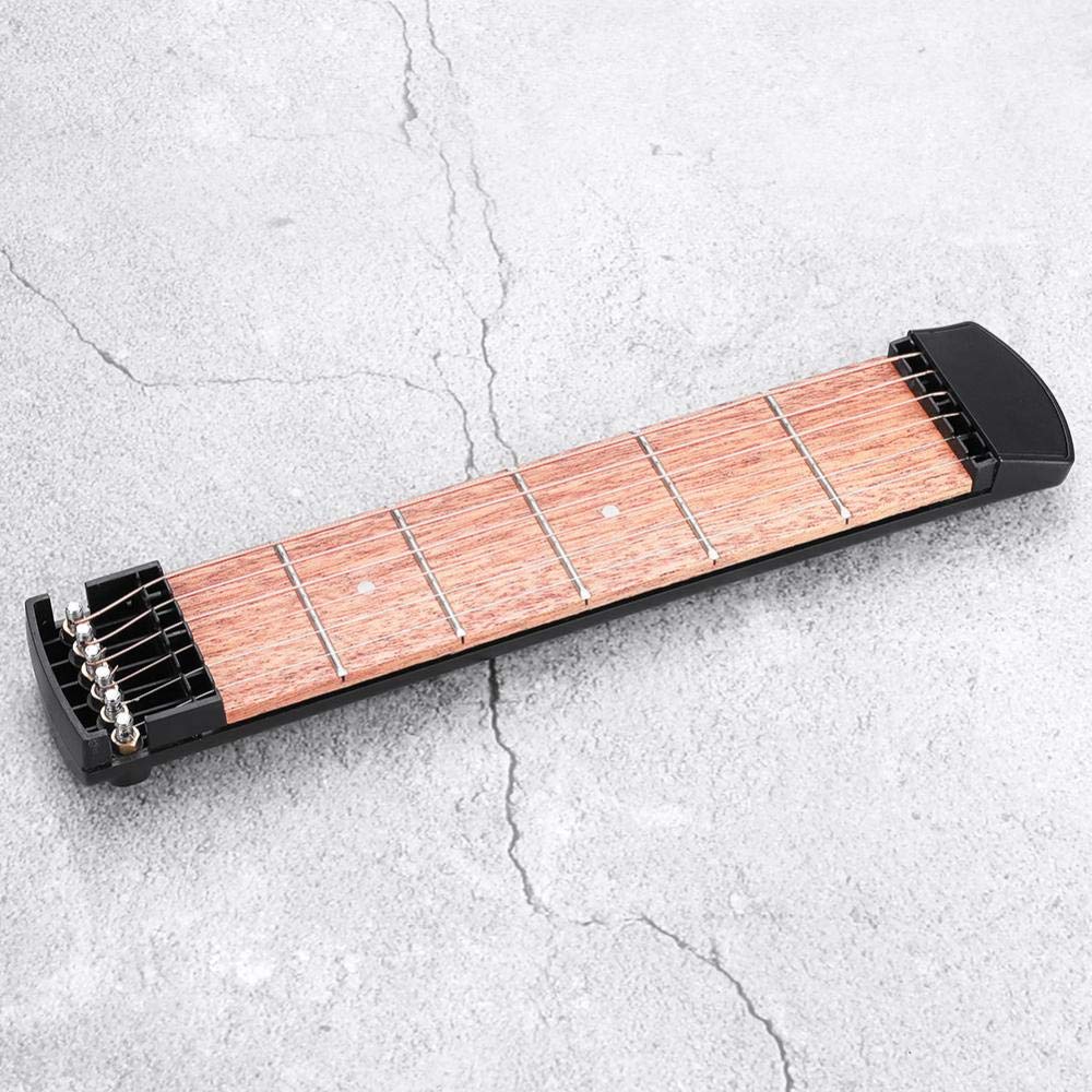 Pocket Guitar Mahogany Wood Practice Neck Left Hand Portable Guitar Chord Practice Tool for Beginner and Music Creators