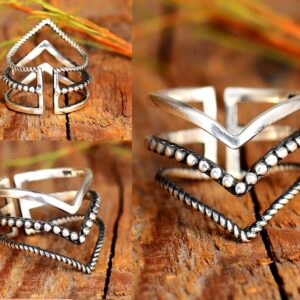 Boho-Magic 925 Sterling Silver Thumb Rings for Women Wide Chevron Statement Ring (7)