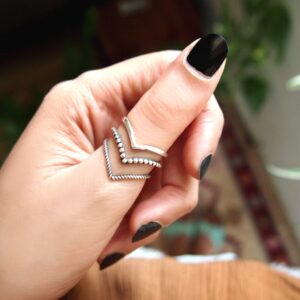 Boho-Magic 925 Sterling Silver Thumb Rings for Women Wide Chevron Statement Ring (7)