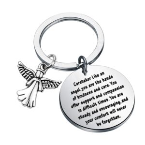 lqri caretakers gift caregivers gift caretaker like an angel you are the hands of kindness and care keychain babysitter nanny daycare nurse caretakers thank you gift (sliver)