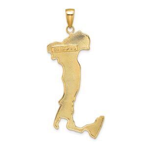 Solid 14k Yellow Gold Large Italy Souvenir Pendant Charm - 39mm x 17mm