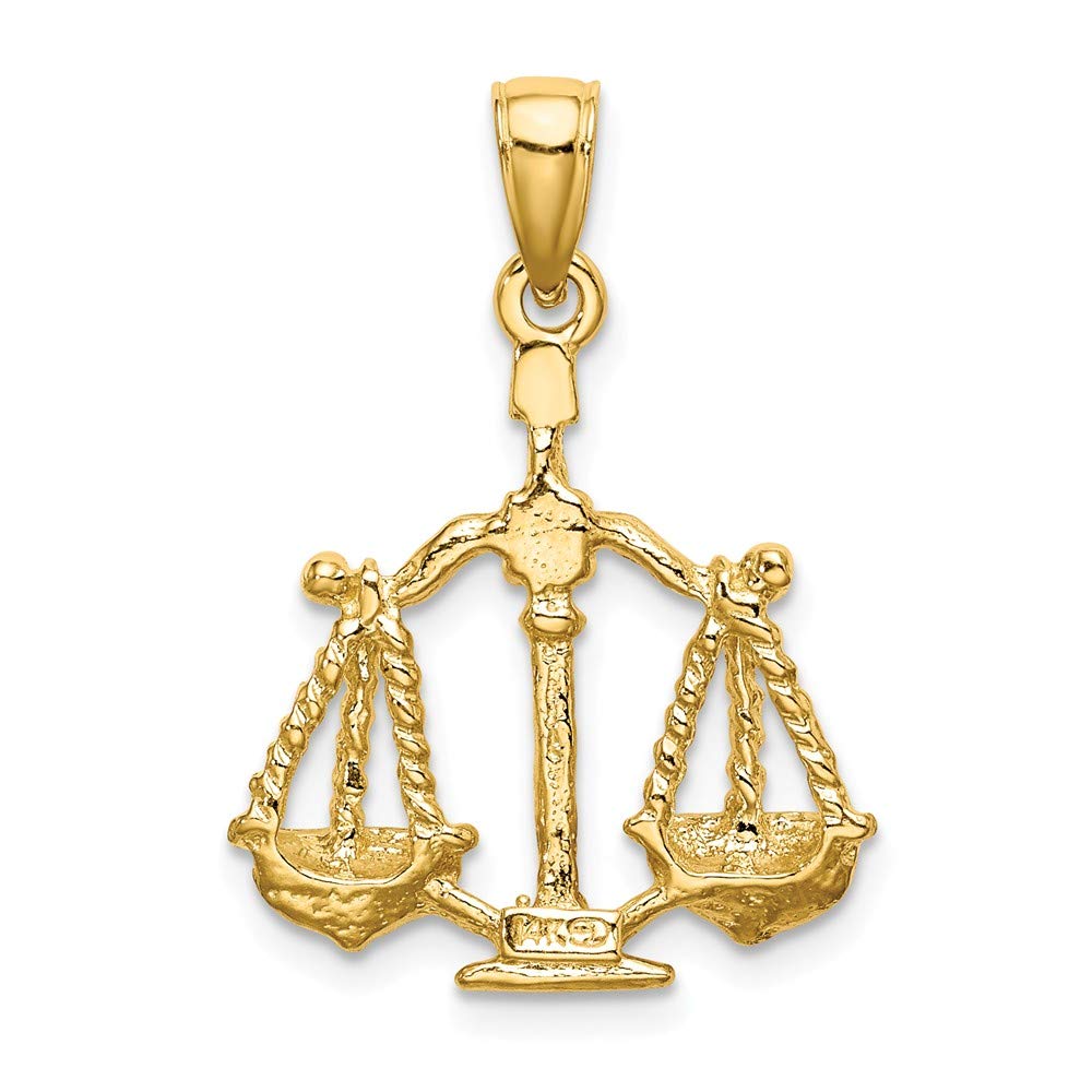 Solid 14k Yellow Gold Large Libra Zodiac Charm Pendant - 26mm x 19mm