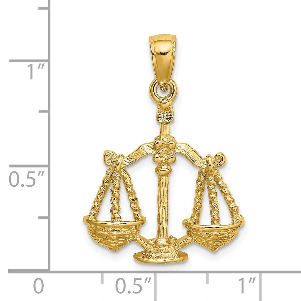 Solid 14k Yellow Gold Large Libra Zodiac Charm Pendant - 26mm x 19mm