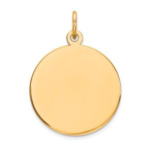 925 sterling silver yellow gold-plated engravable round disc charm pendant - 25mm x 17mm