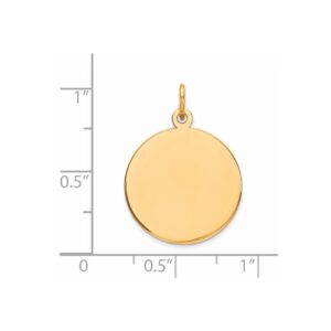 925 Sterling Silver Yellow Gold-Plated Engravable Round Disc Charm Pendant - 25mm x 17mm