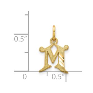 Solid 14k Yellow Gold Initial Letter M Alphabet Charm Pendant - 17mm x 10mm