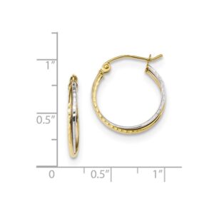 Solid 10k Yellow Gold Two Toned Diamond-Cut Twisted Hoop Earrings - 19mm x 17mm