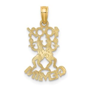 Solid 14k Yellow Gold 100% Gemini Charm Pendant - 19mm x 11mm