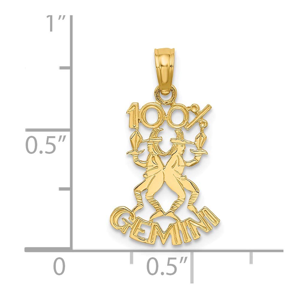 Solid 14k Yellow Gold 100% Gemini Charm Pendant - 19mm x 11mm