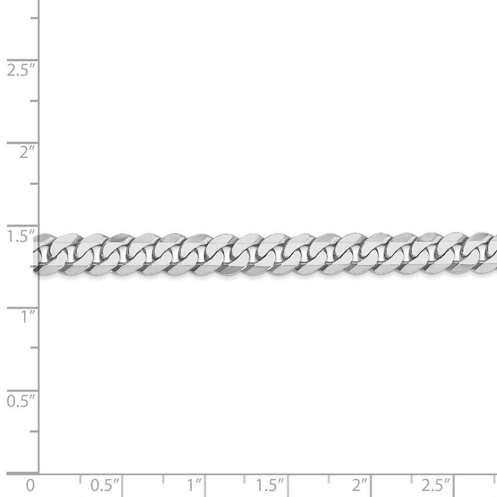 Solid 14k White Gold 6.25mm Beveled Curb Cuban Chain Necklace - with Secure Lobster Lock Clasp 18"