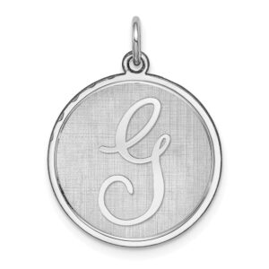 solid 925 sterling silver brocaded initial letter g alphabet charm pendant - 27mm x 20mm