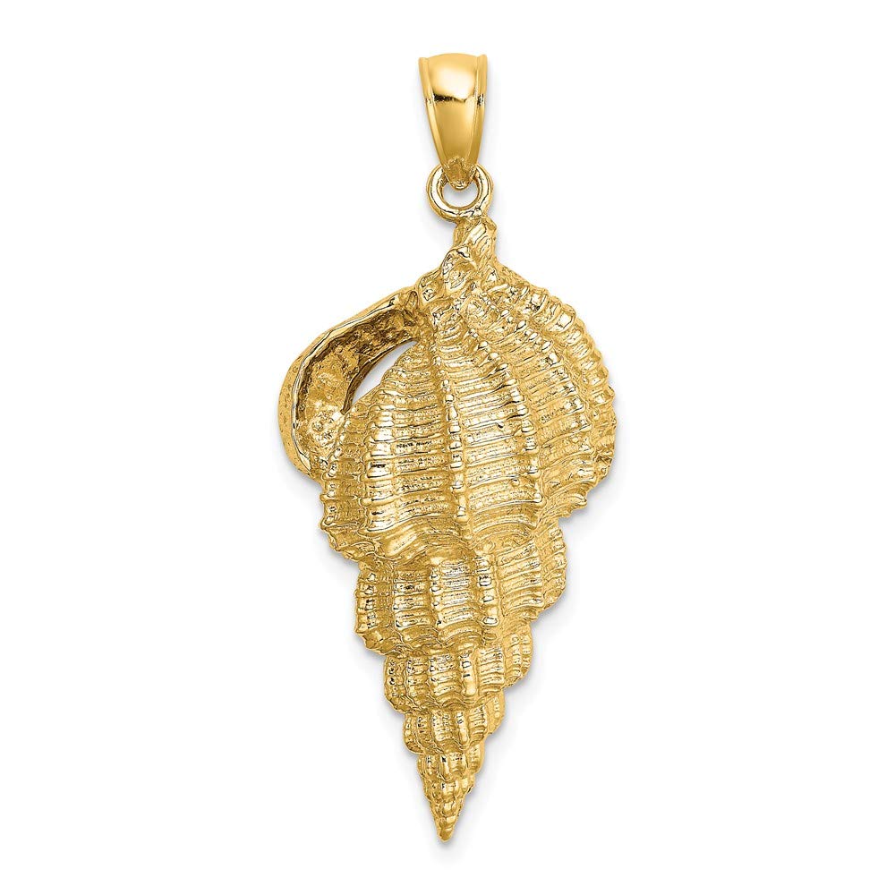 Solid 14k Yellow Gold 2-D COMMON WENTLETRAP SHELL Charm Pendant - 13mm x 16mm