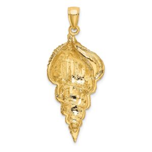 Solid 14k Yellow Gold 2-D COMMON WENTLETRAP SHELL Charm Pendant - 13mm x 16mm