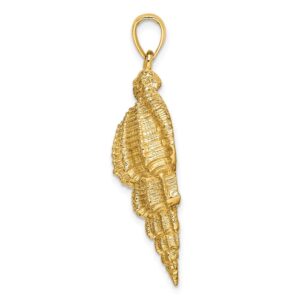 Solid 14k Yellow Gold 2-D COMMON WENTLETRAP SHELL Charm Pendant - 13mm x 16mm