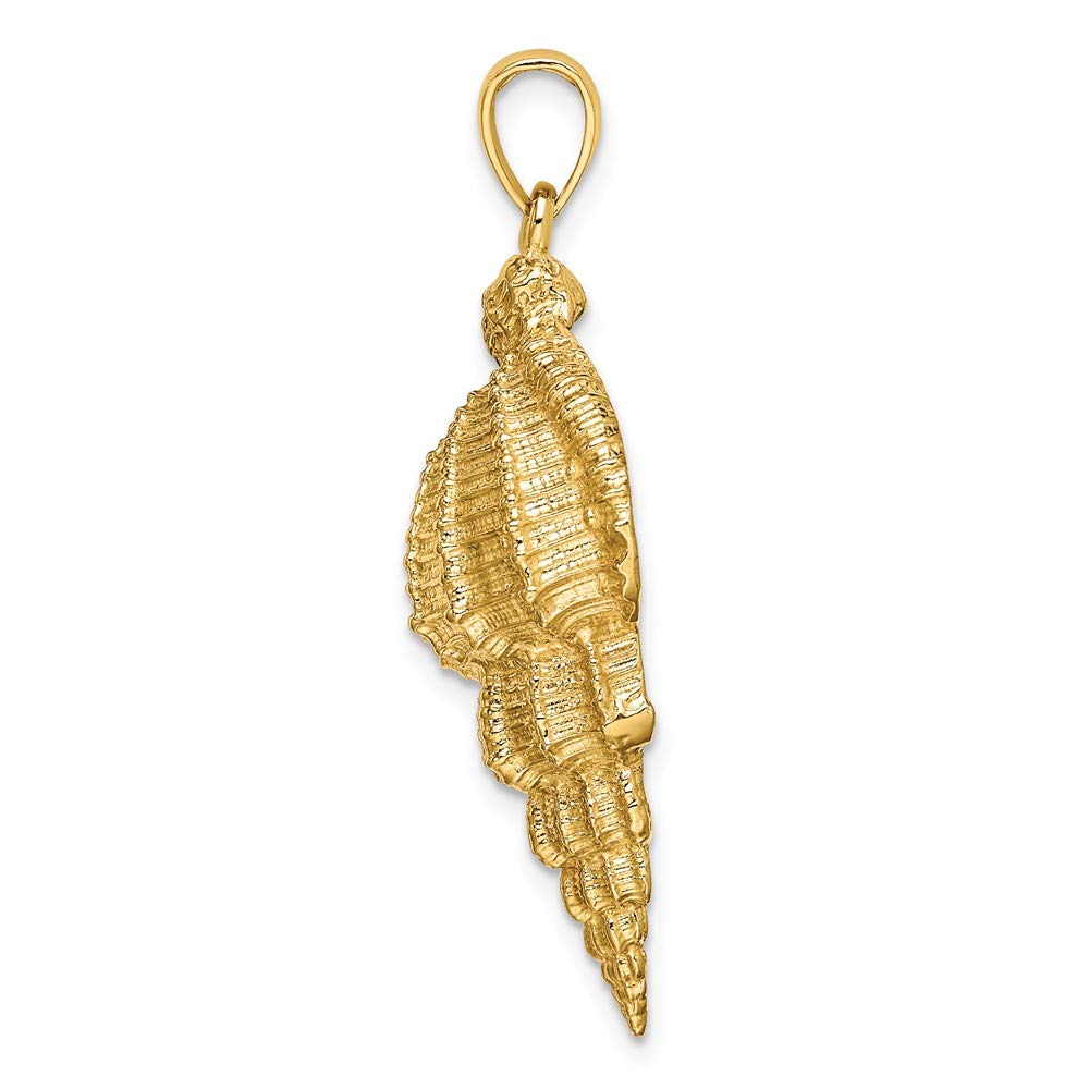 Solid 14k Yellow Gold 2-D COMMON WENTLETRAP SHELL Charm Pendant - 13mm x 16mm