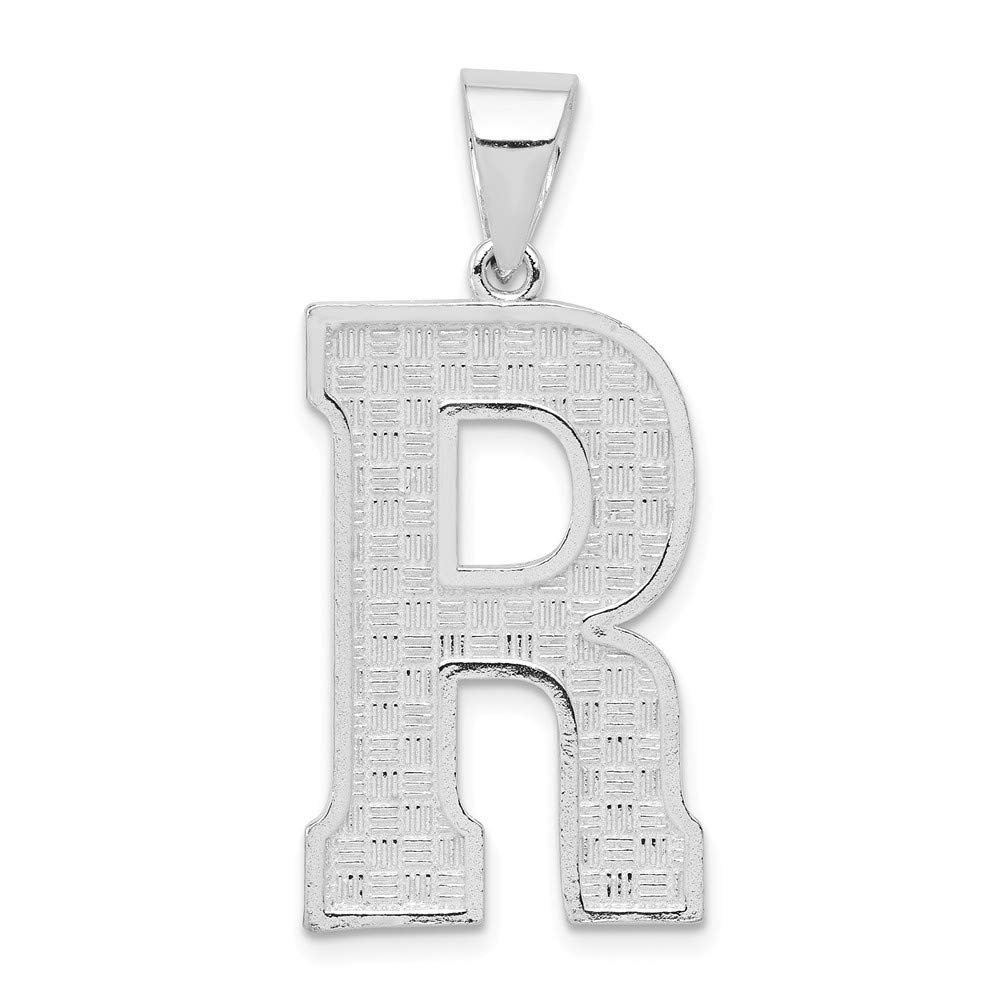 Solid 925 Sterling Silver Initial Letter R Alphabet Charm Pendant 35mm