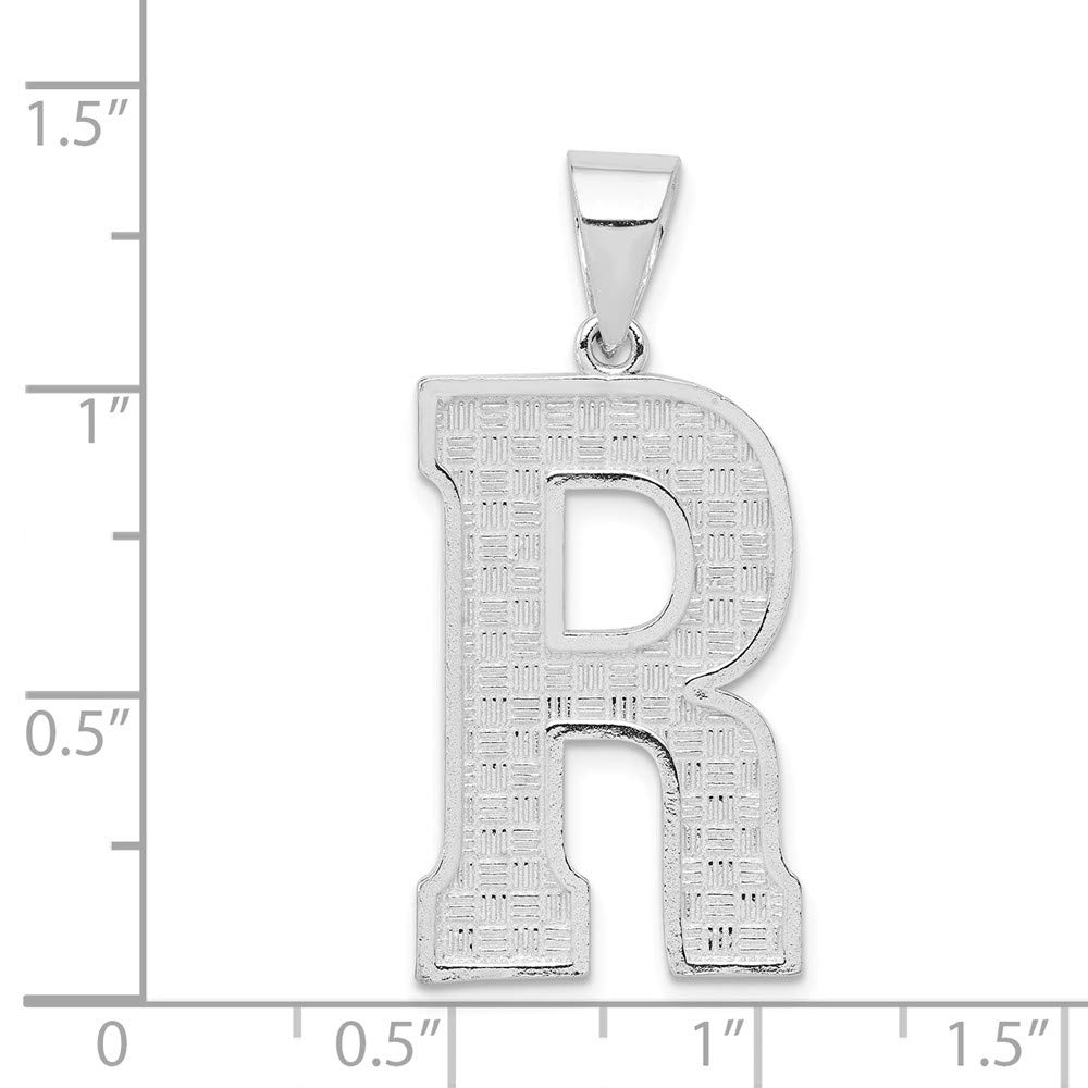 Solid 925 Sterling Silver Initial Letter R Alphabet Charm Pendant 35mm