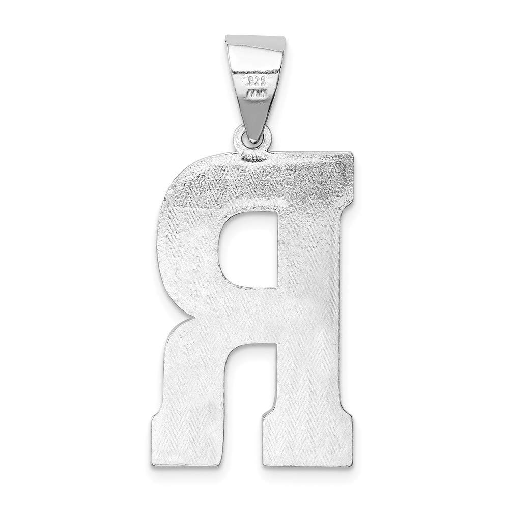 Solid 925 Sterling Silver Initial Letter R Alphabet Charm Pendant 35mm