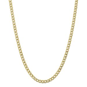 10k yellow gold 5.25mm curb cuban link chain necklace - with secure lobster lock clasp 18"