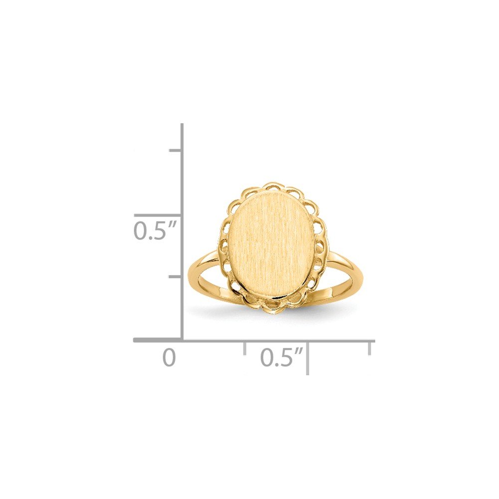 Solid 14k Yellow Gold 11.5x9mm Open Back Engravable Monogram Signet Ring Band Size 5