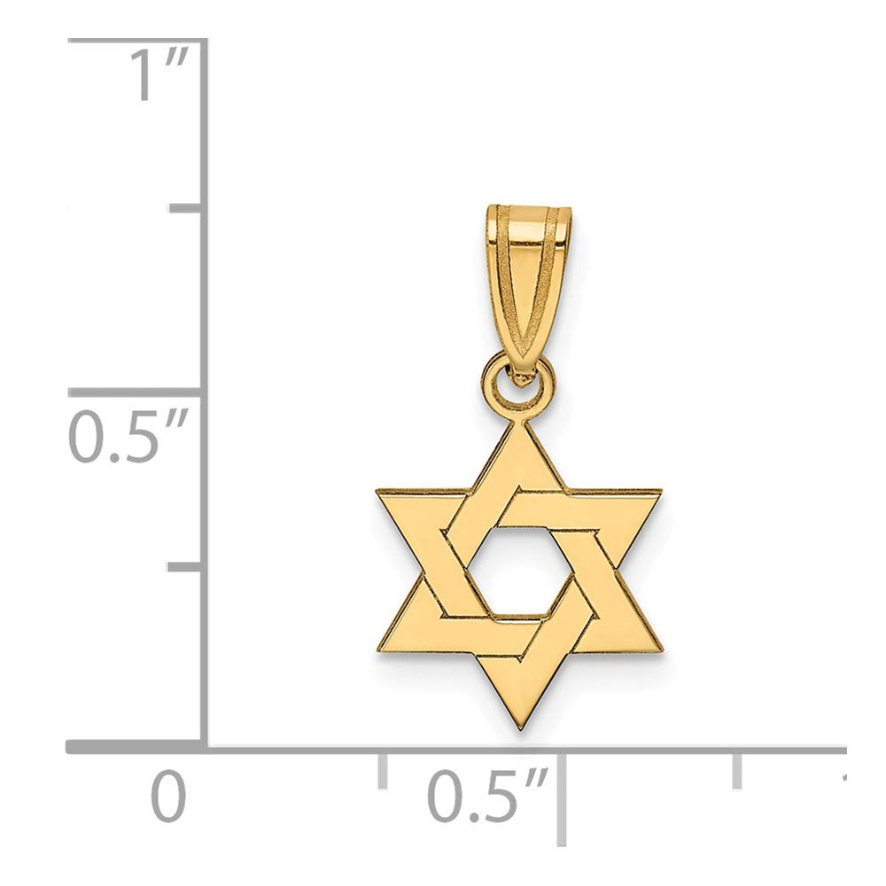 Solid 14k Yellow Gold Star of David Lucky Jewish Pendant Charm - 18mm x 11mm