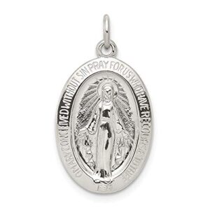 solid 925 sterling silver virgin mary pray for us charm miracle medal mary pendant charm medal - 24mm x 13mm