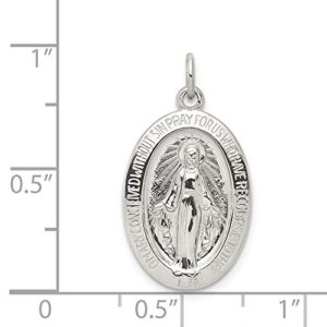 Solid 925 Sterling Silver Virgin Mary Pray for Us Charm Miracle Medal Mary Pendant Charm Medal - 24mm x 13mm