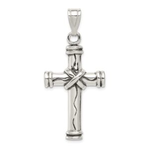 solid 925 sterling silver antique cross pendant charm - 48mm x 22mm - jewelry gifts for women wife mom gifts for men husband dad