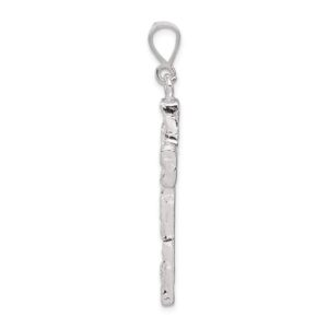 Solid 925 Sterling Silver Nugget Cross Pendant Charm - 53mm x 27mm