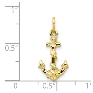 Solid 10k Yellow Gold Anchor Pendant Charm - 20mm x 11mm