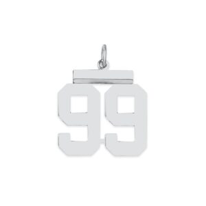 solid 925 sterling silver medium number 99 charm pendant - 21mm x 16mm