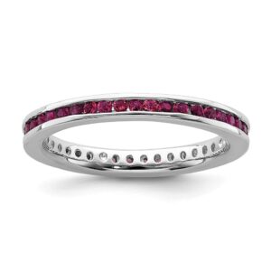 solid 925 sterling silver stackable created ruby ring eternity band size 9