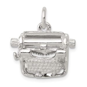 solid 925 sterling silver typewriter charm pendant - 16mm x 18mm