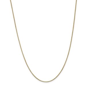 solid 14k yellow gold 1mm box chain necklace - with secure lobster lock clasp 14"