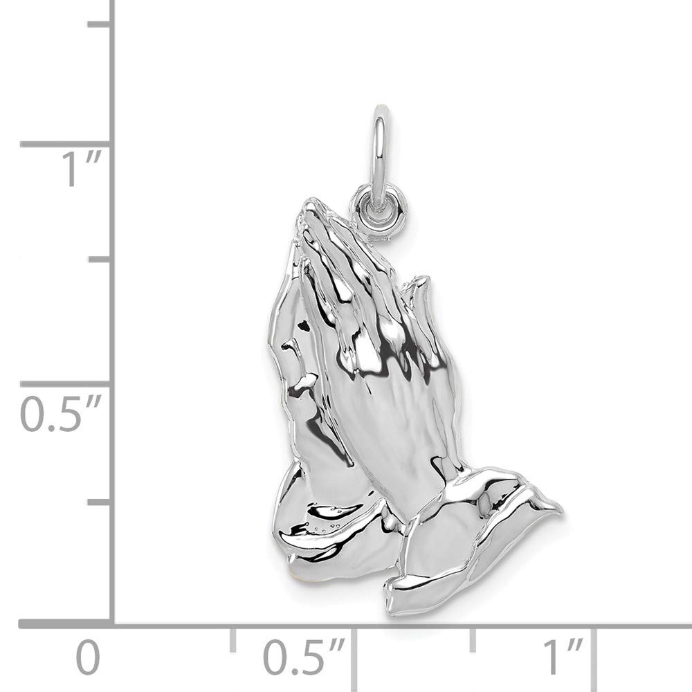 Solid 14k White Gold Praying Hands Pendant Charm