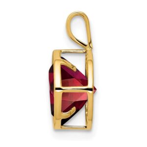 Solid 14k Yellow Gold 8mm Garnet January Red Gemstone bezel Pendant Charm - 13mm x 9mm