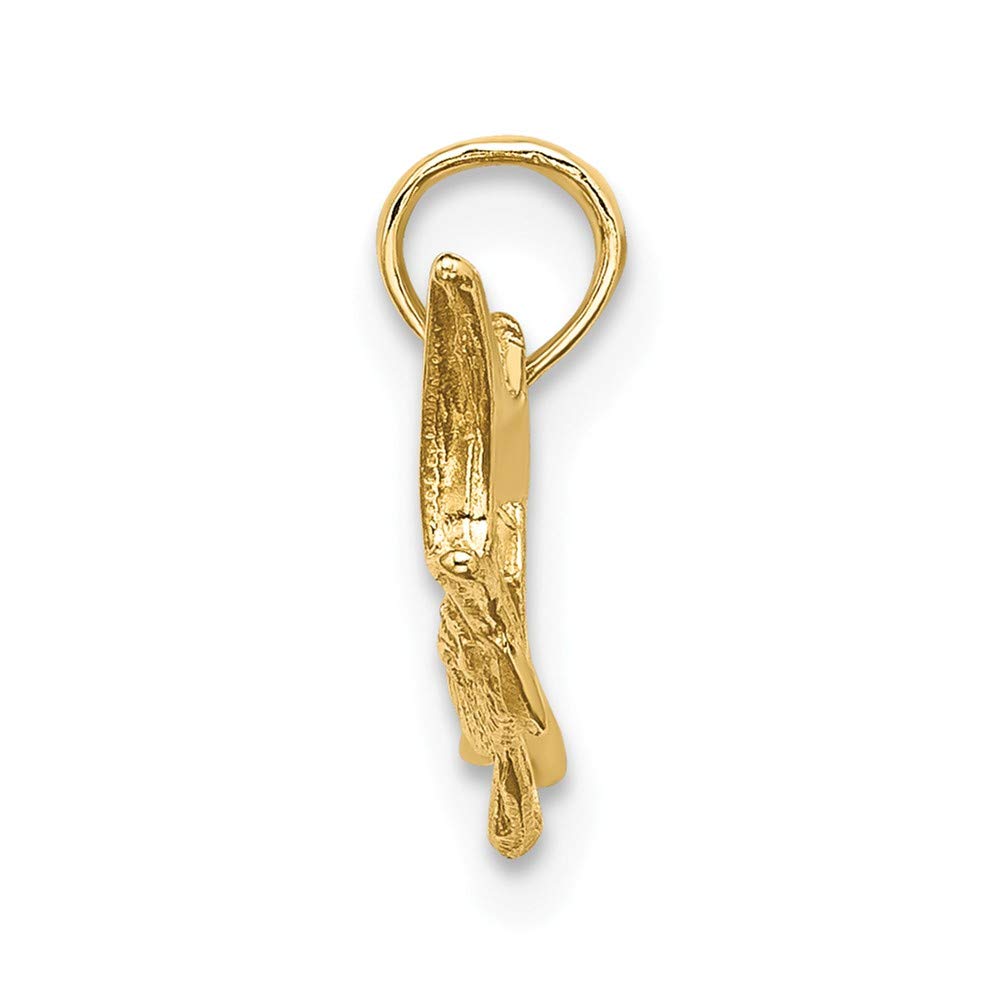 Solid 14k Yellow Gold Textured and 2-D Marlin Fish Charm Pendant - 10mm x 26mm