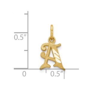 Solid 14k Yellow Gold Initial Letter A Alphabet Charm Pendant - 17mm x 10mm