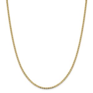 solid 14k yellow gold 2.4mm flat anchor mariner chain necklace - with secure lobster lock clasp 20"